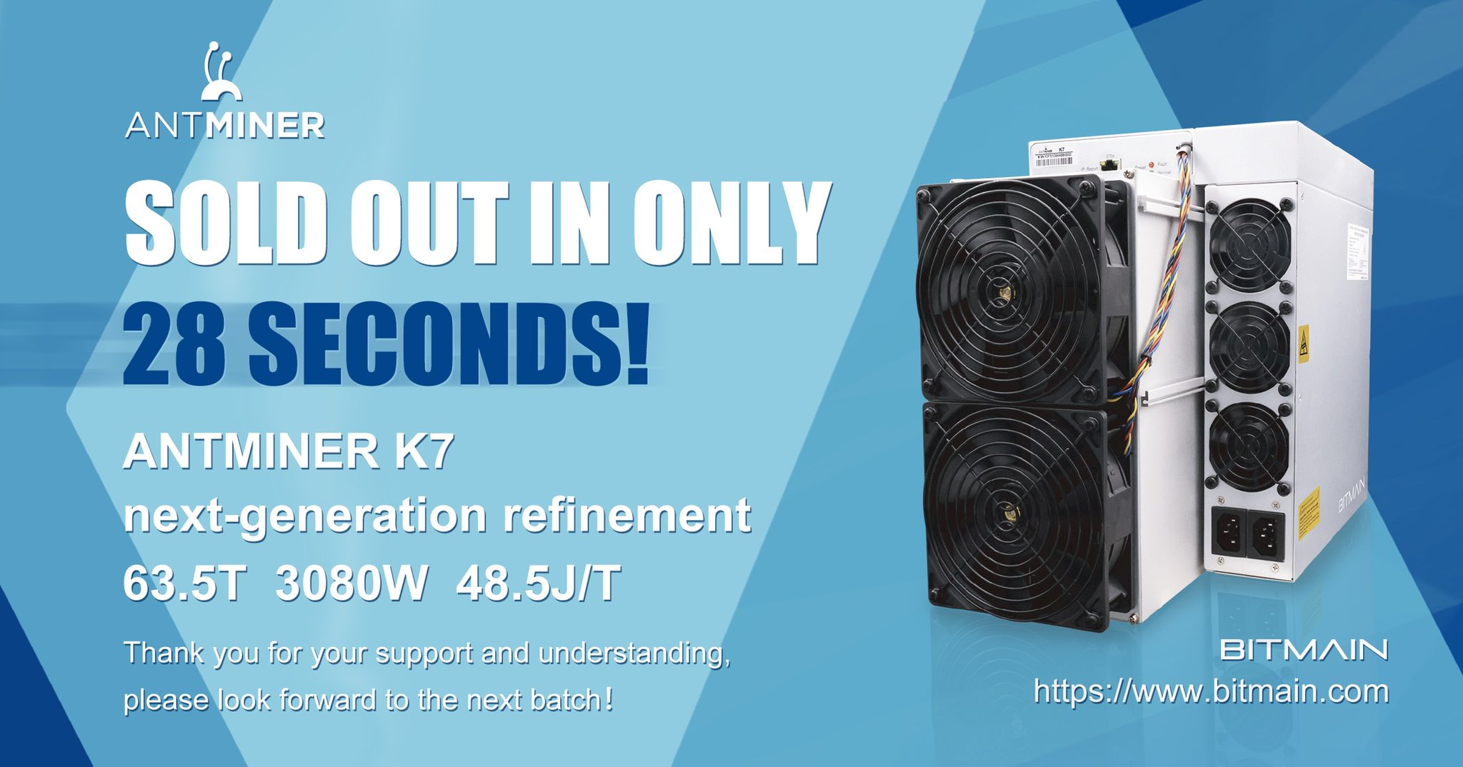 ANTMINER K7 63,5THs EL NUEVO LANZAMIENTO DE BITMAIN – MinandoVoy