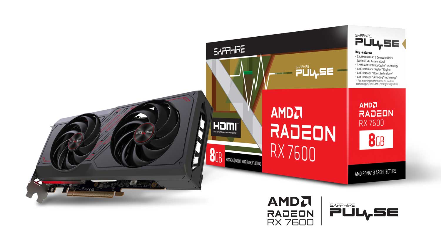 Sapphire Pulse AMD Radeon RX 7600 Gaming 8GB GDDR6 HDMI / TRIPLE DP ...